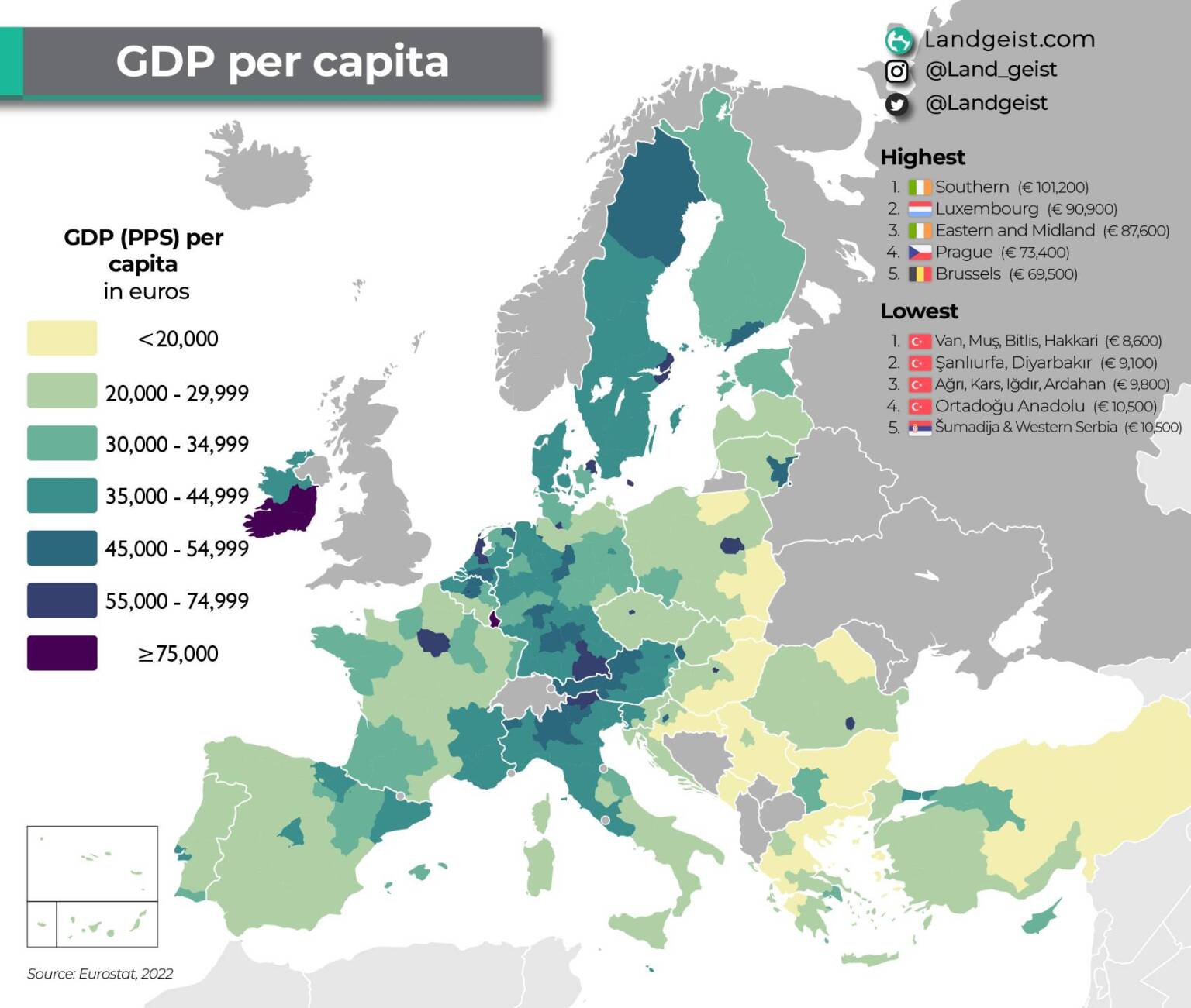 Europa divisa per PIL Pro/Capite: dove, in teoria, sono più ricchi, e ...